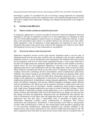 AN OVERVIEW OF EXISTING FRAMEWORKS FOR INTEGRATING FRAGMENTED ...
