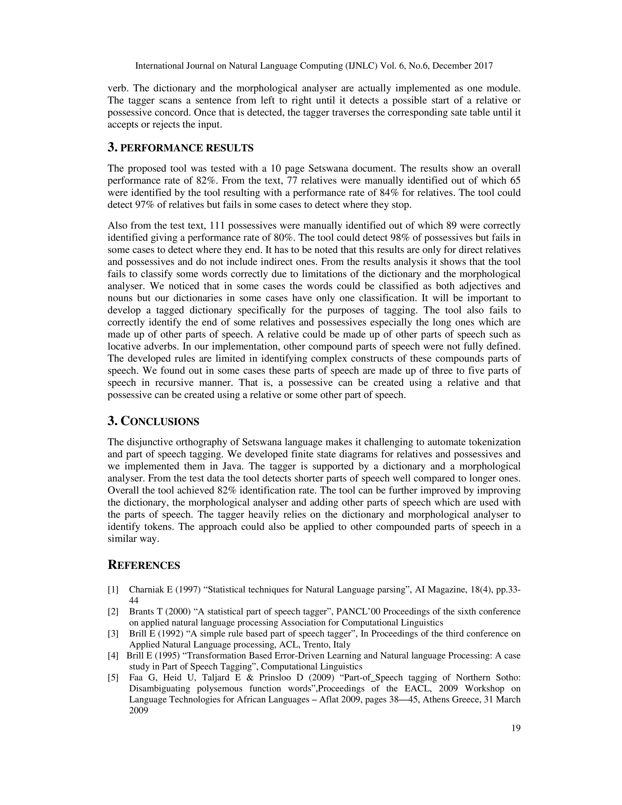 SETSWANA PART OF SPEECH TAGGING | PDF | Technology & Computing