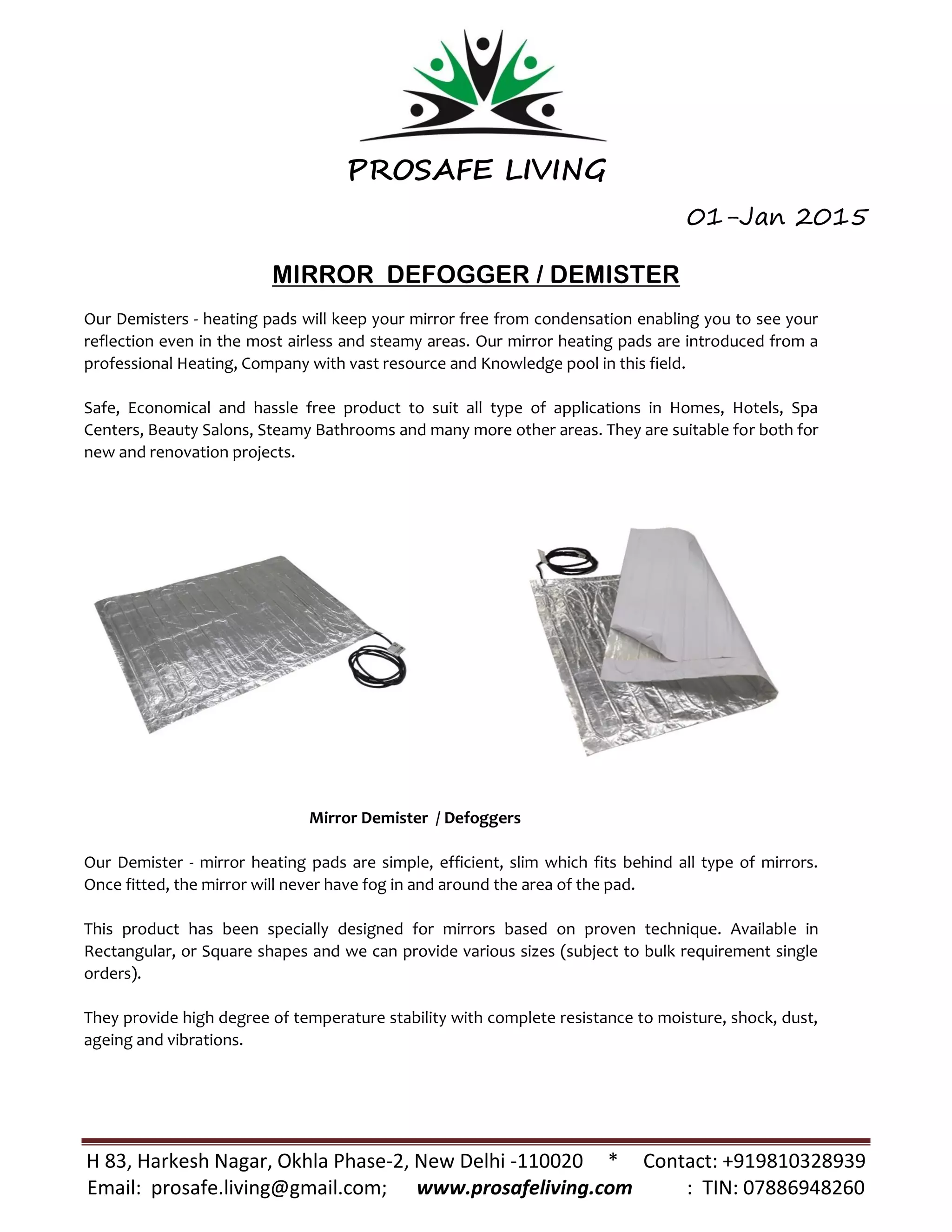 MIRROR DEFOGGER - Prosafe Living | PDF