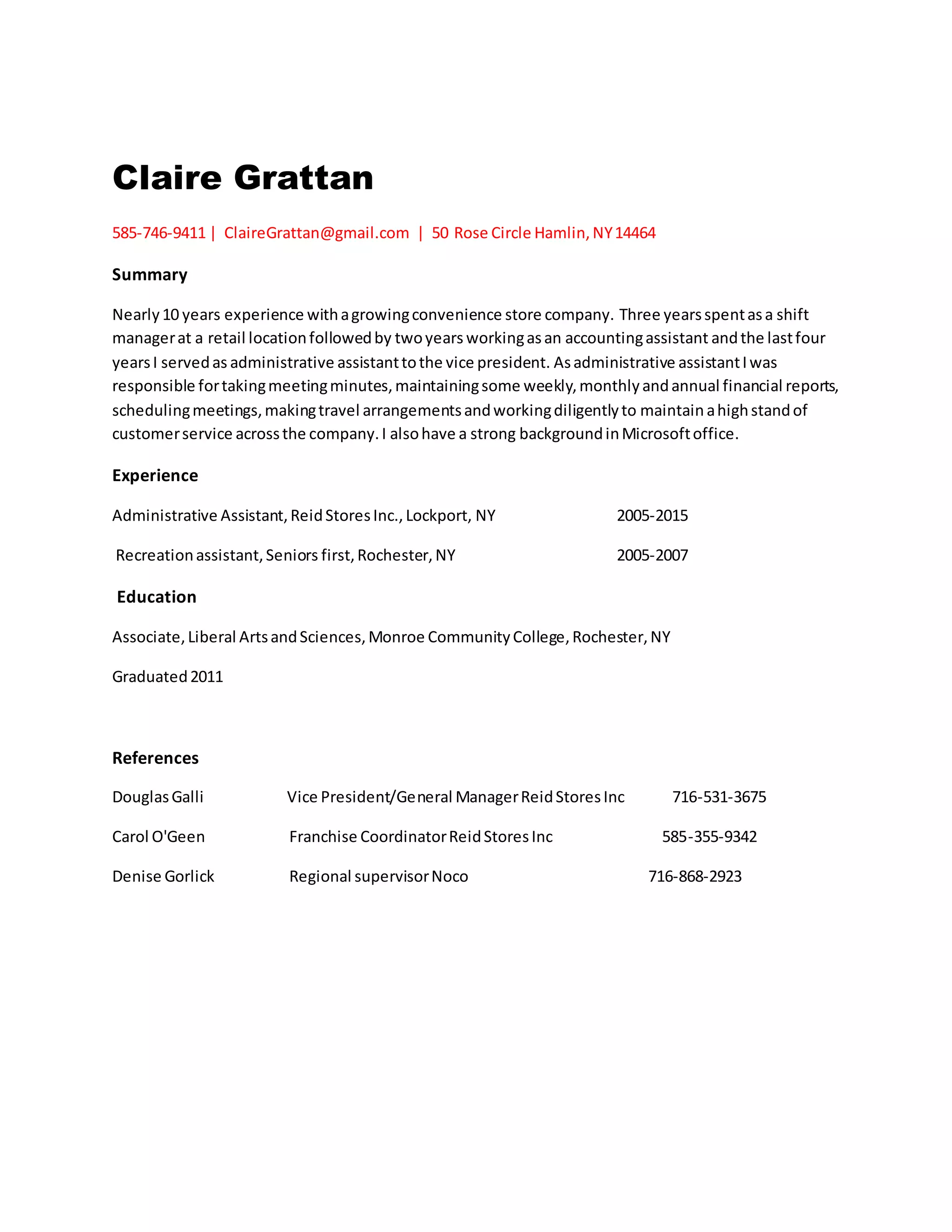 Claire Resume | DOCX