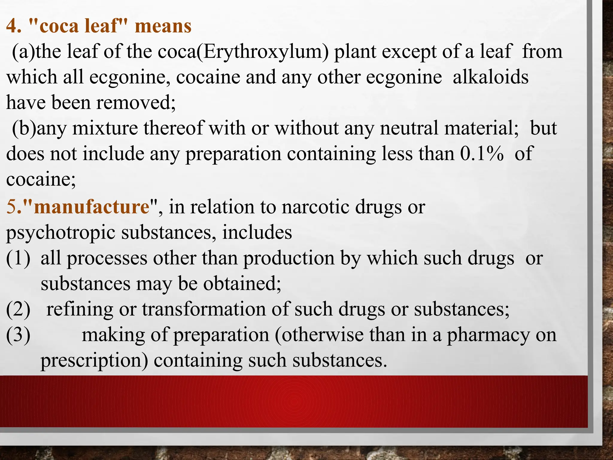 Narcotics drugs and psycho tropic drugs act | PPT