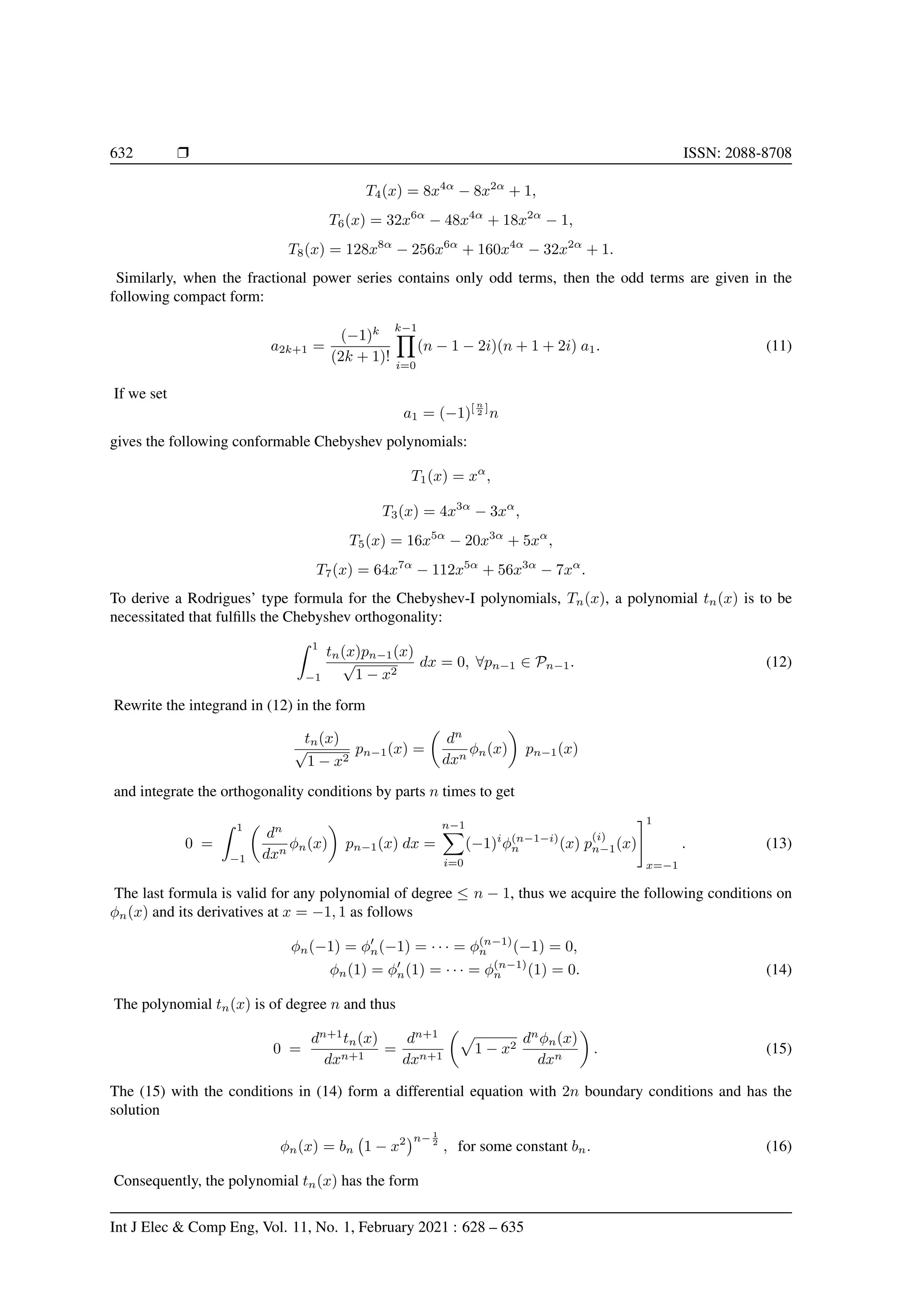 Conformable Chebyshev differential equation of ﬁrst kind | PDF