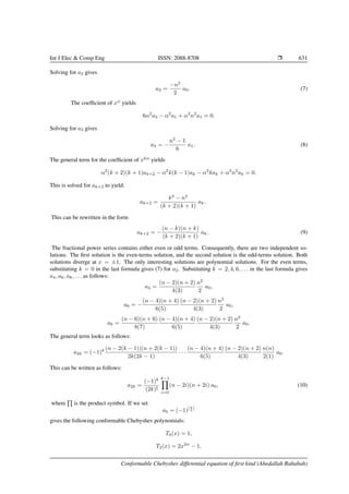 Conformable Chebyshev differential equation of ﬁrst kind | PDF