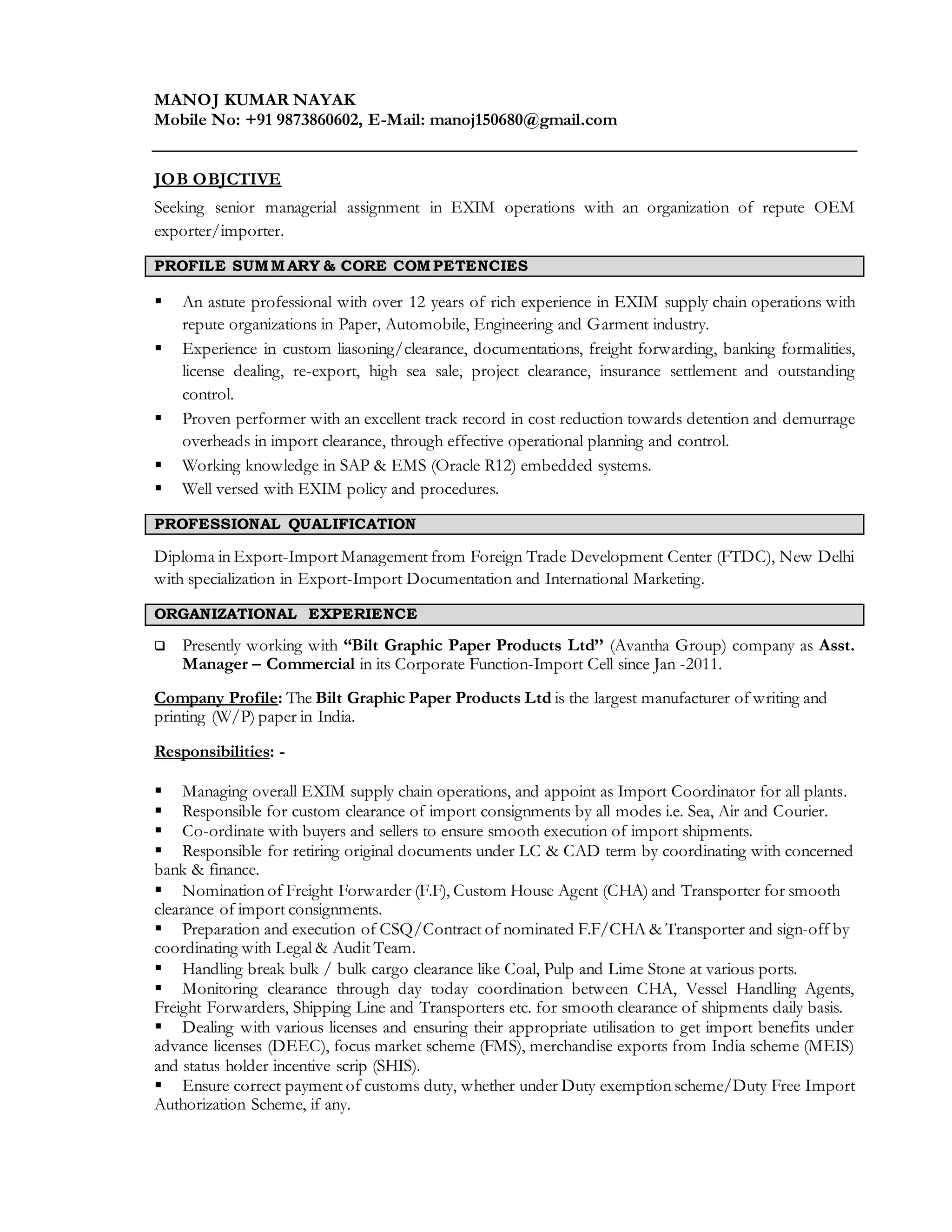 Resume_Manoj | PDF | Free Download
