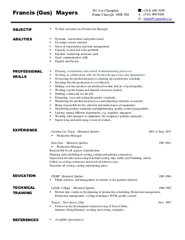 8683 Francis Mayers Resume