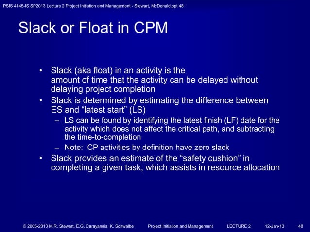 PSIS 4145-IS SP2013 Lecture 2 Project Initiation and Management ...