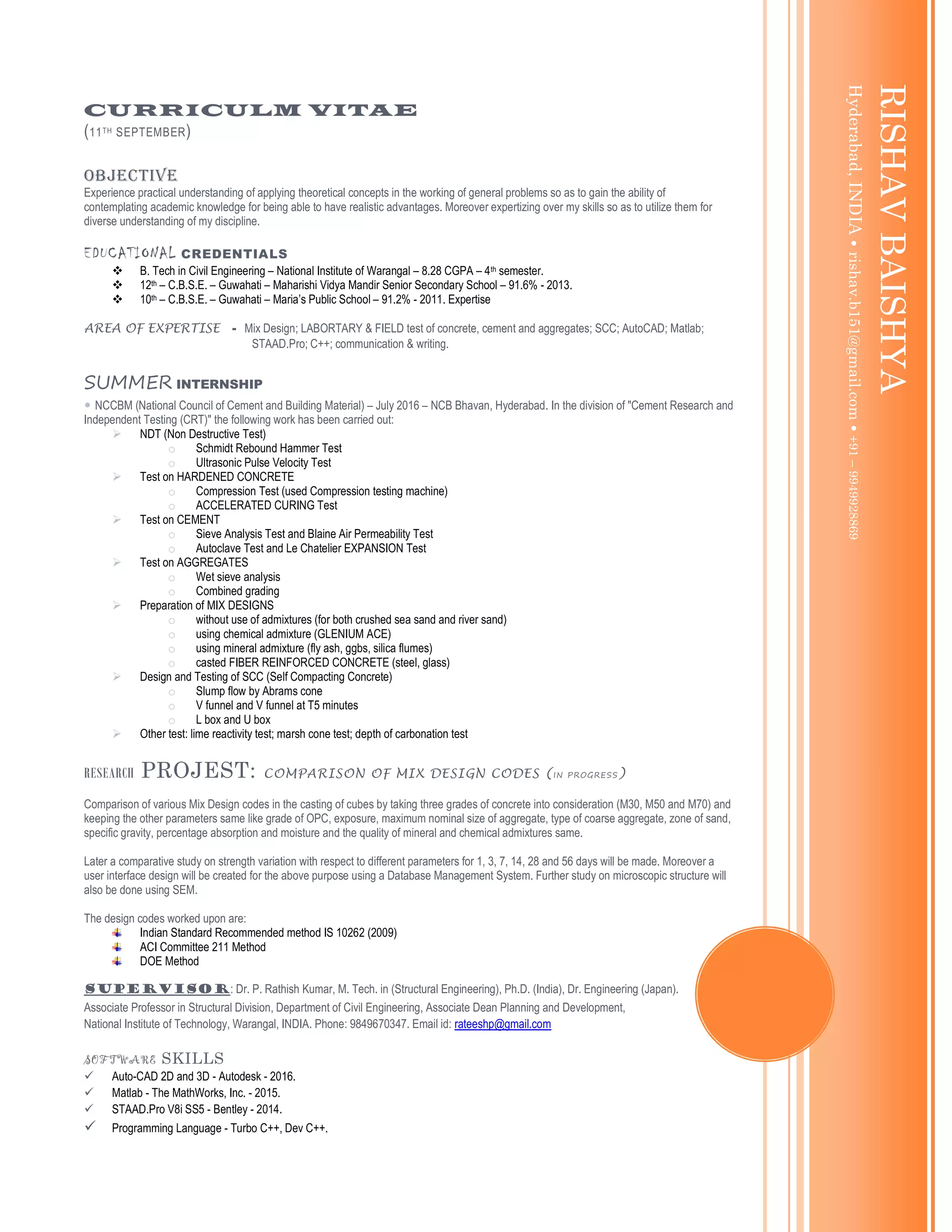 rishav baishya nit warangal INDIA CV3 | PDF