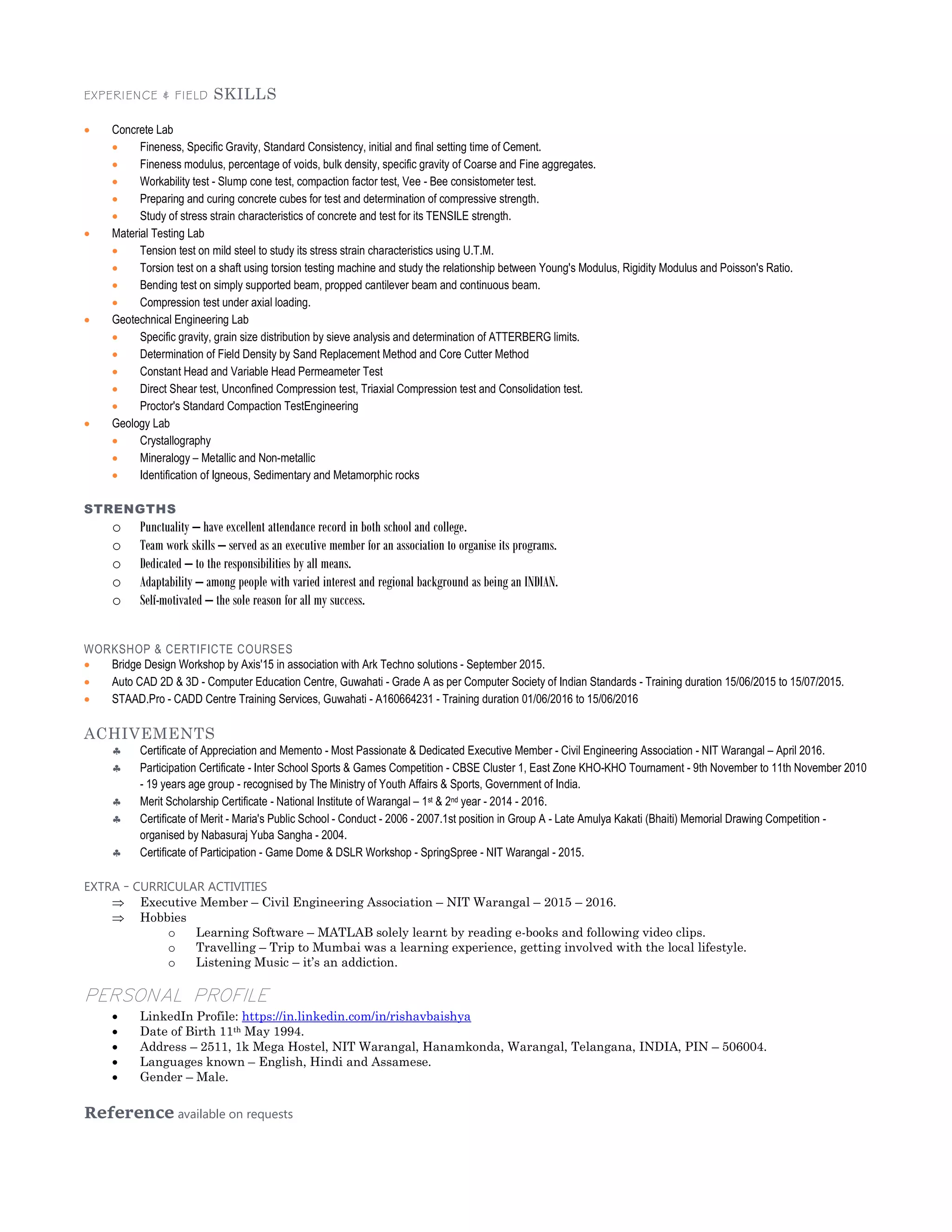 rishav baishya nit warangal INDIA CV3 | PDF