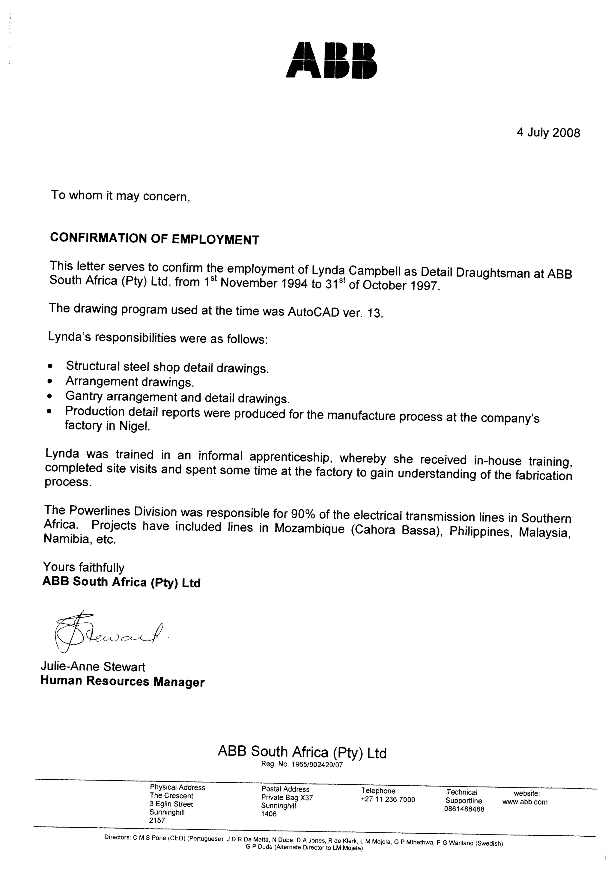 ABB Confirmation of employment.PDF | Careers