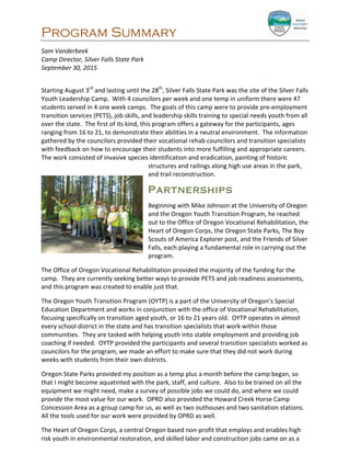 youth leadership camp program summary | PDF