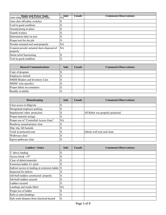 West Podium EORM Safety Inspection 4-14-15 | PDF