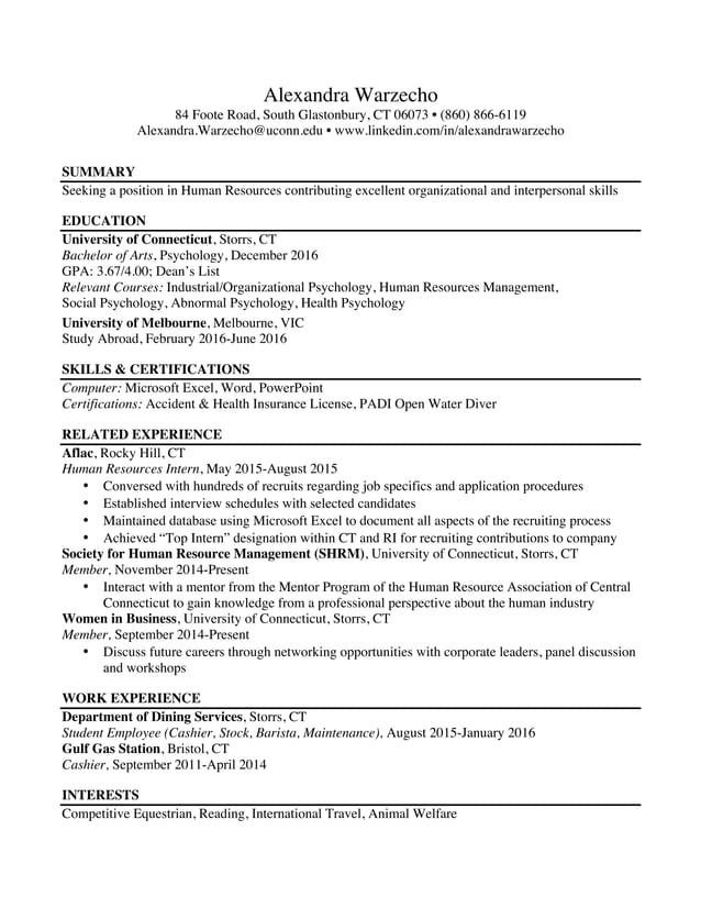 alexandrawarzechoresume | PDF