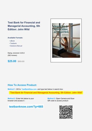 Comprehensive Test Bank for Financial and Managerial Accounting, 5th ...