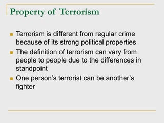 Global Terrorism and its types and prevention ppt. | PPT