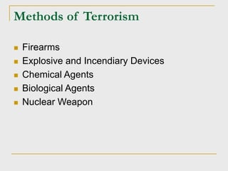 Global Terrorism and its types and prevention ppt. | PPT