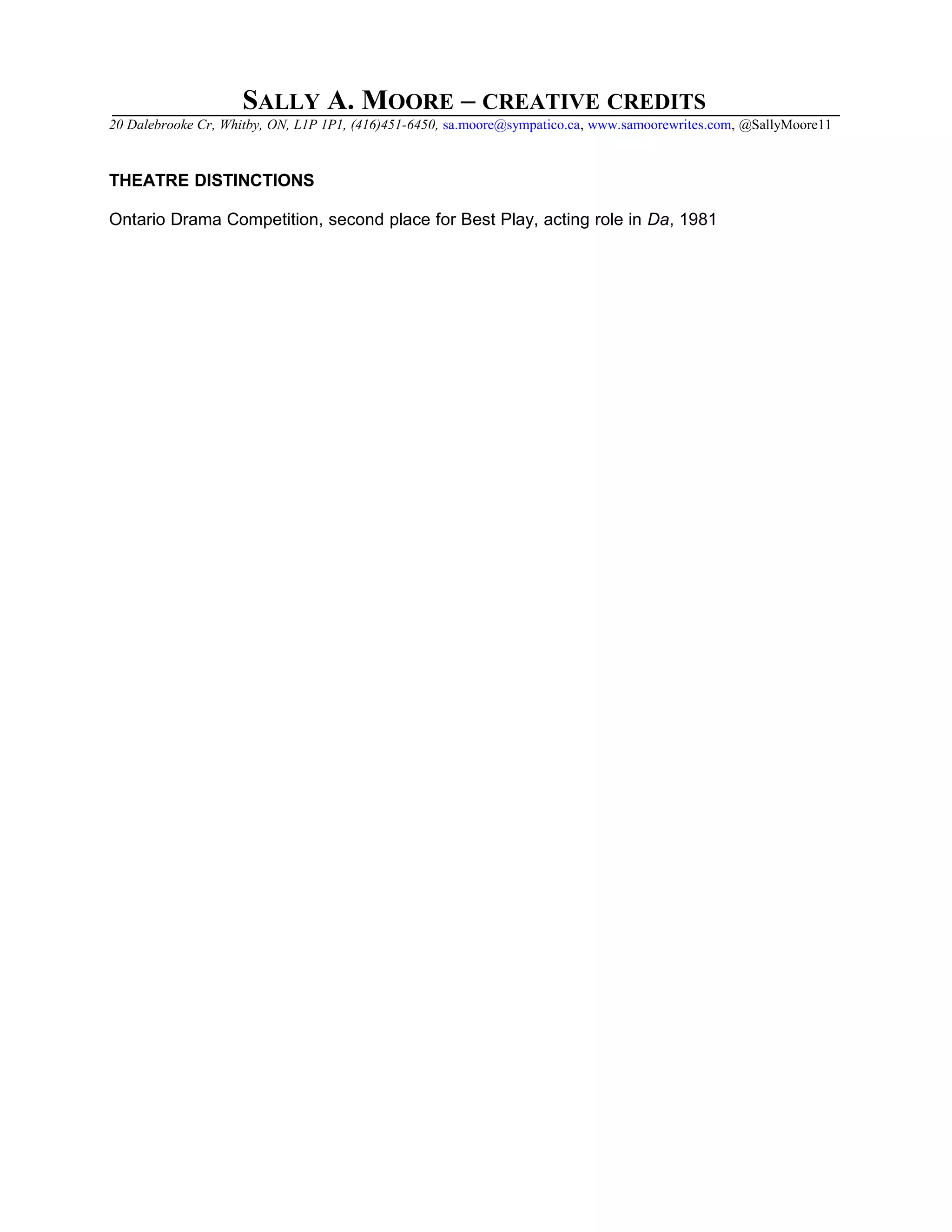 Creative Credits SA MOORE 2016 | DOC | Poetry | Books and Literature