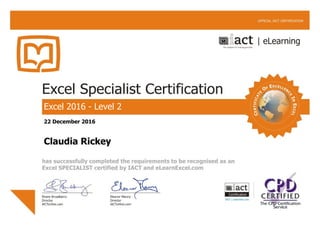 Excel 2016 Level 2-Certificate | PPT