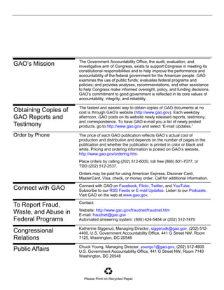 GAO Report - Drinking Water: Characterization of Injected Fluids ...