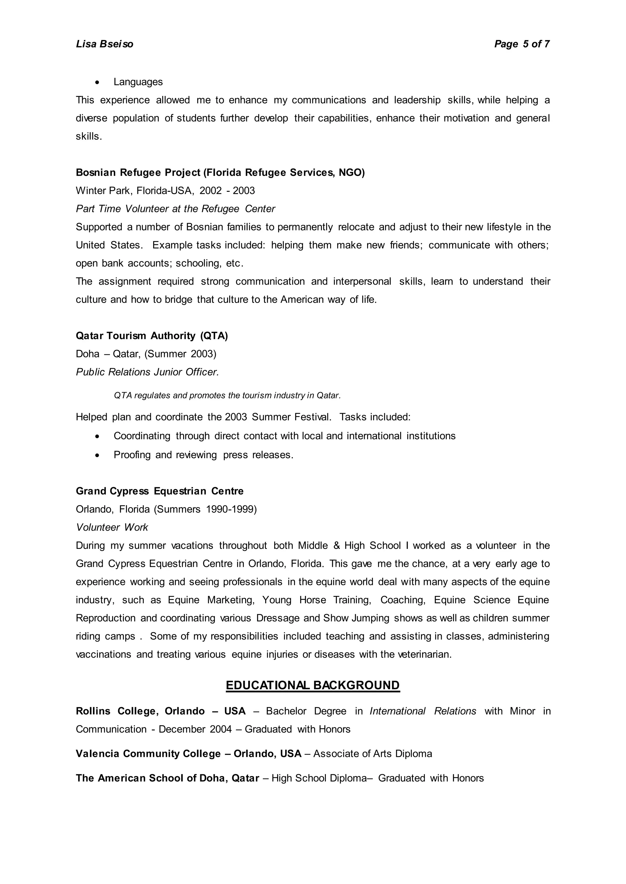 Lisa Bseiso CV- Updated May, 2015 | PDF