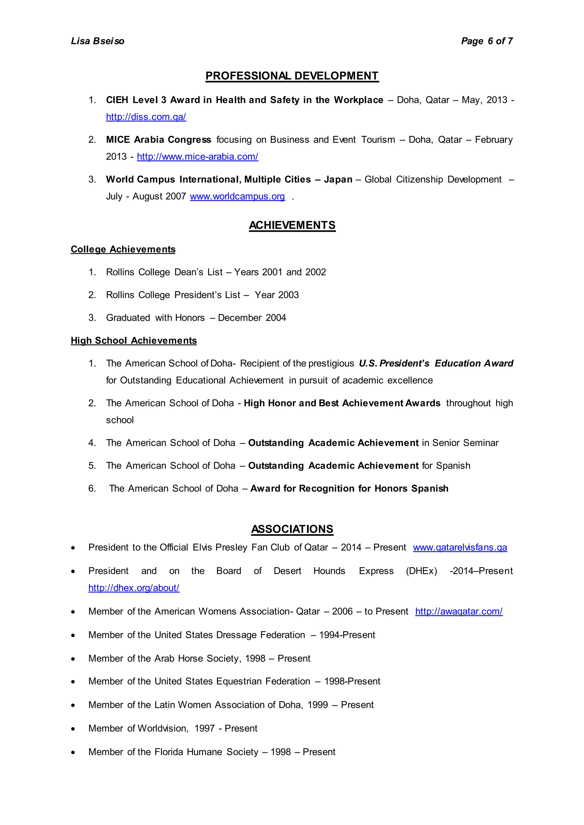 Lisa Bseiso CV- Updated May, 2015 | PDF