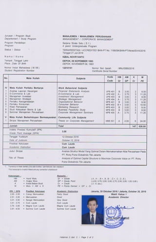 TRANSKRIP NILAI IQBAL NOVRYANTO | PDF