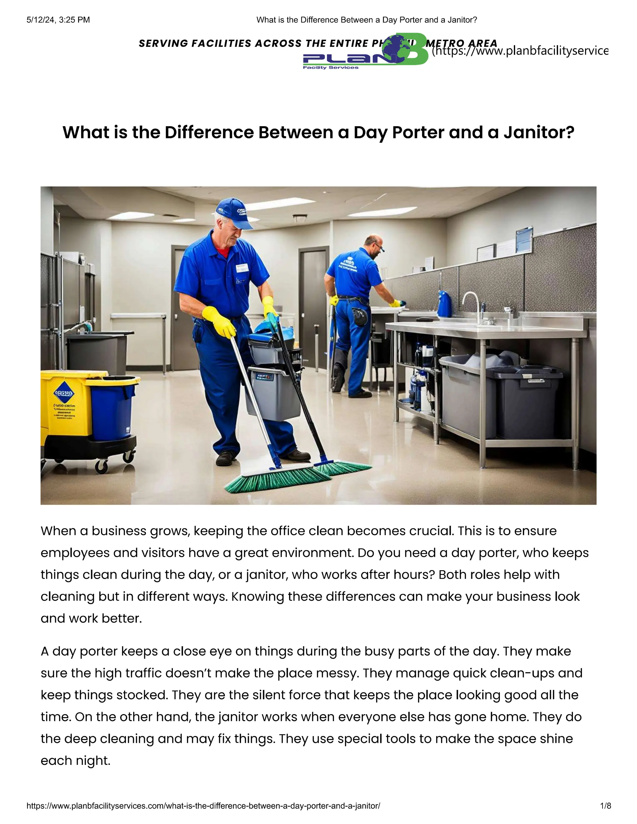What is the Difference Between a Day Porter and a Janitor? | PDF