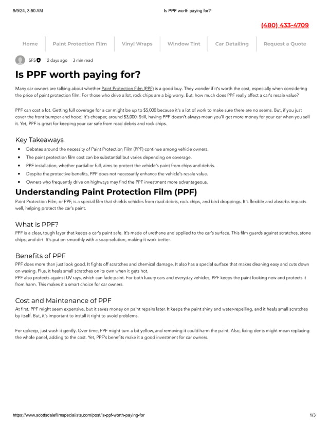Understanding Paint Protection Film (PPF) | PDF