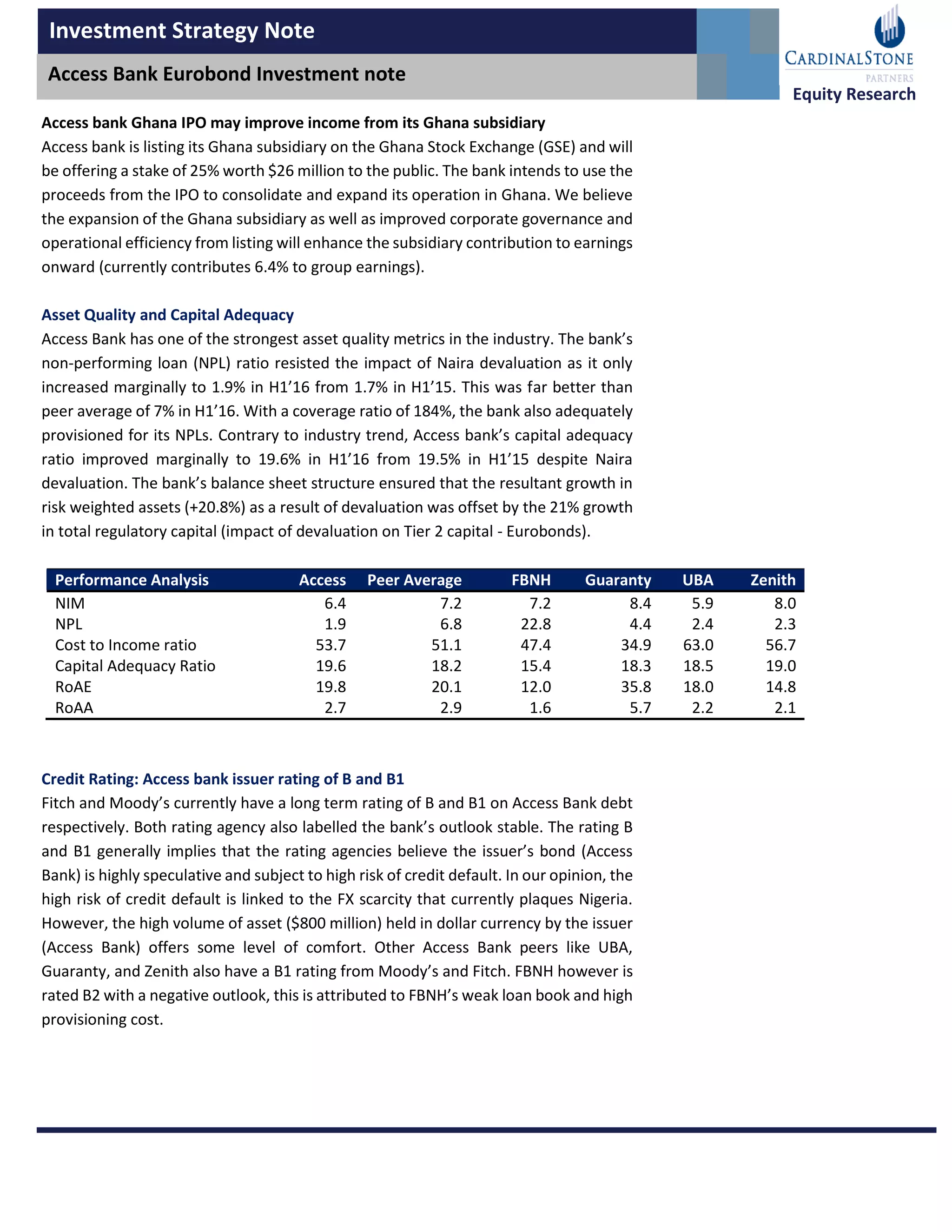 CardinalStone Research- Access investment note 4 | PDF