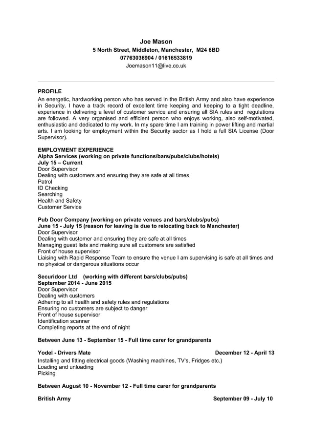 Joe Mason CV (Manchester) | DOC | Education
