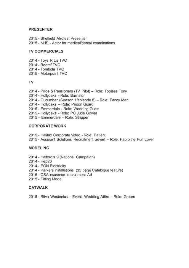 ACTING CV august 15 | DOCX