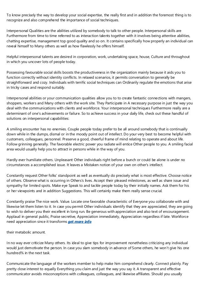 Just tips on how to Build Your Interpersonal Competencies