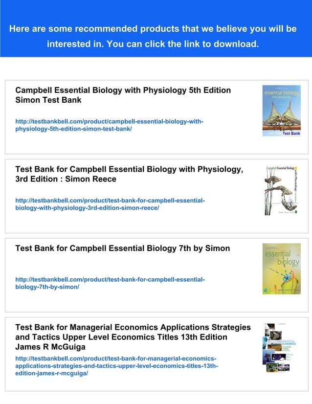 Solution Manual for Campbell Essential Biology with Physiology 4th ...