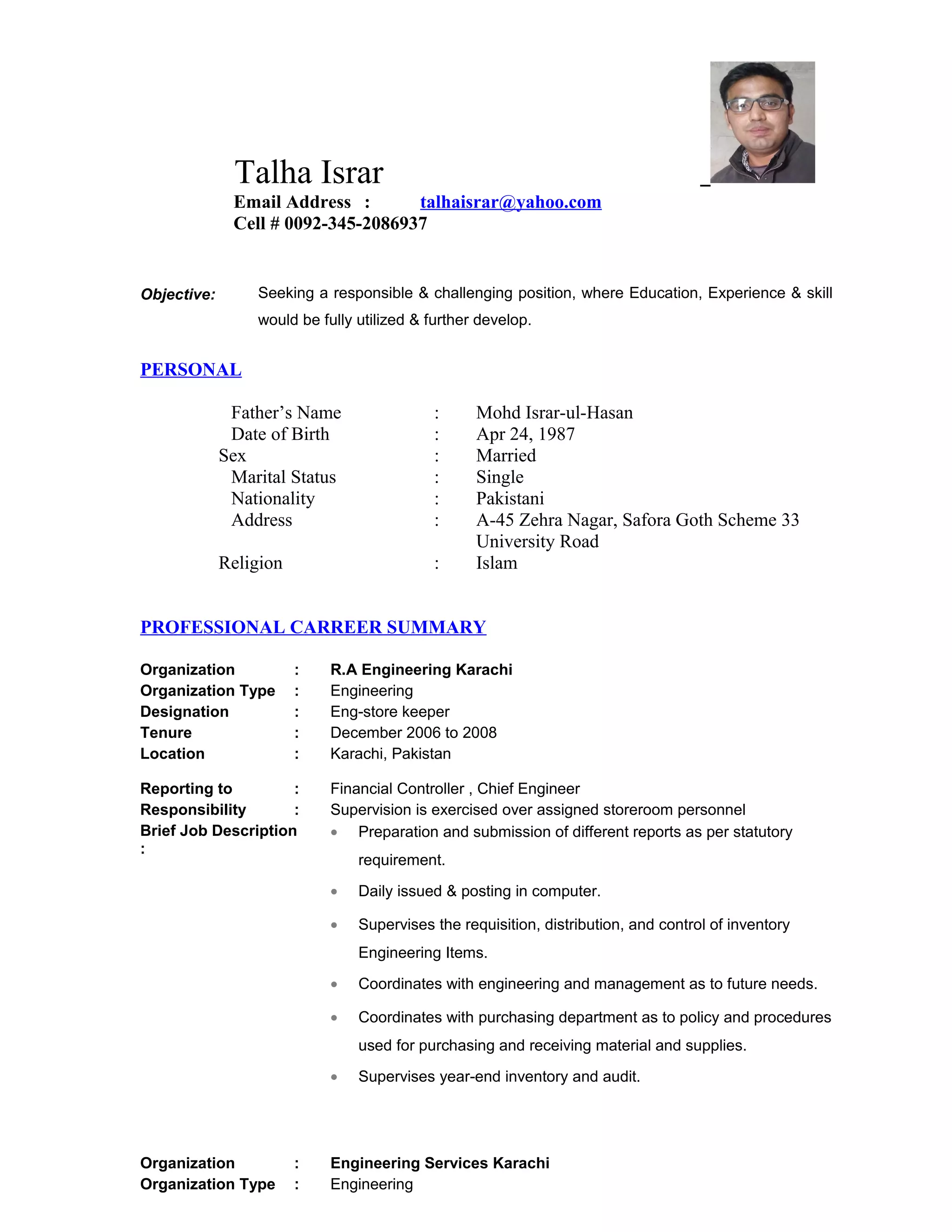 CV - Talha | DOC