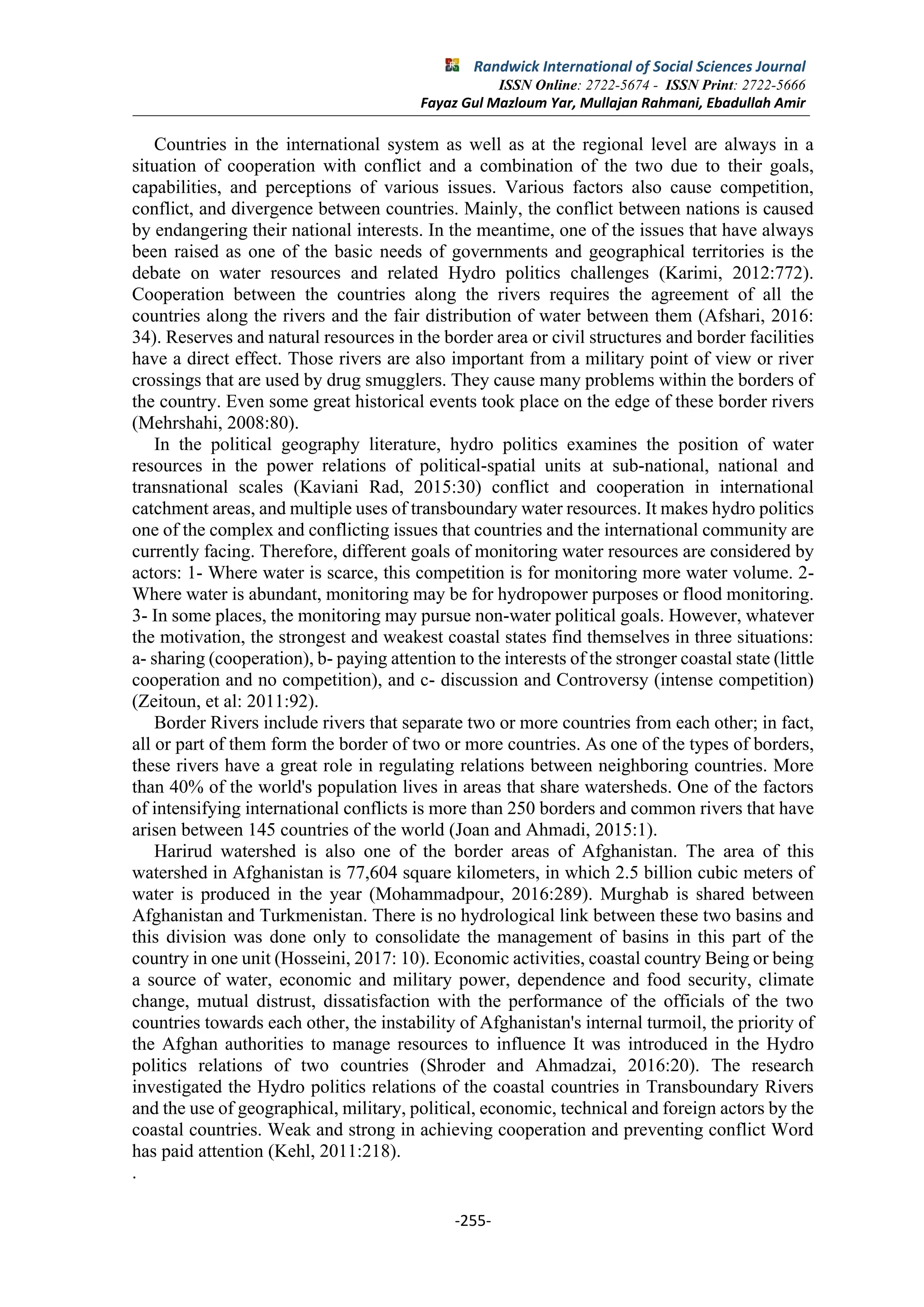 Identifying the Effective Factors and the Importance of the Harirud ...