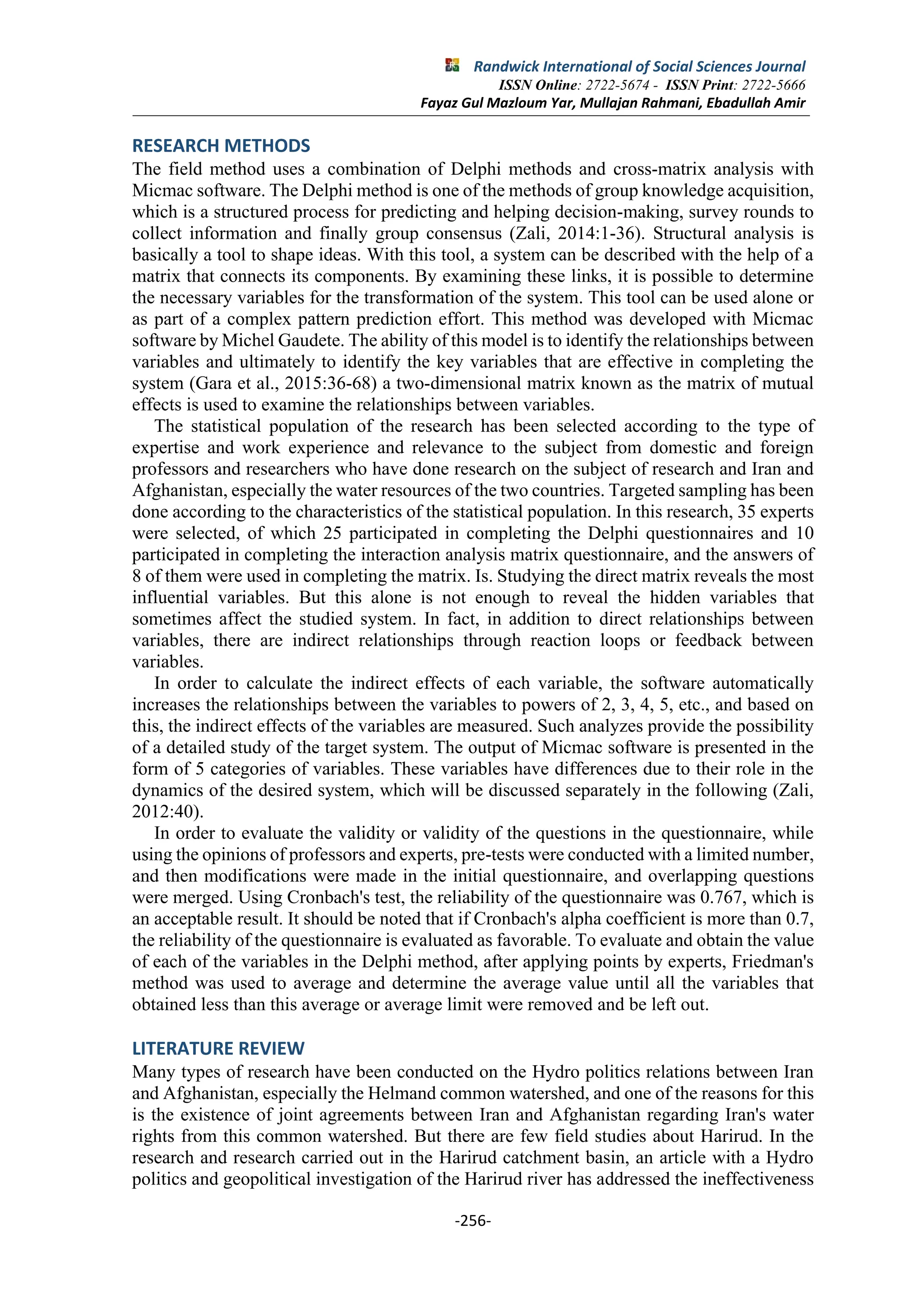 Identifying the Effective Factors and the Importance of the Harirud ...