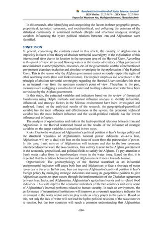 Identifying the Effective Factors and the Importance of the Harirud ...