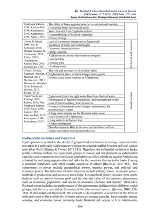 Identifying the Effective Factors and the Importance of the Harirud ...