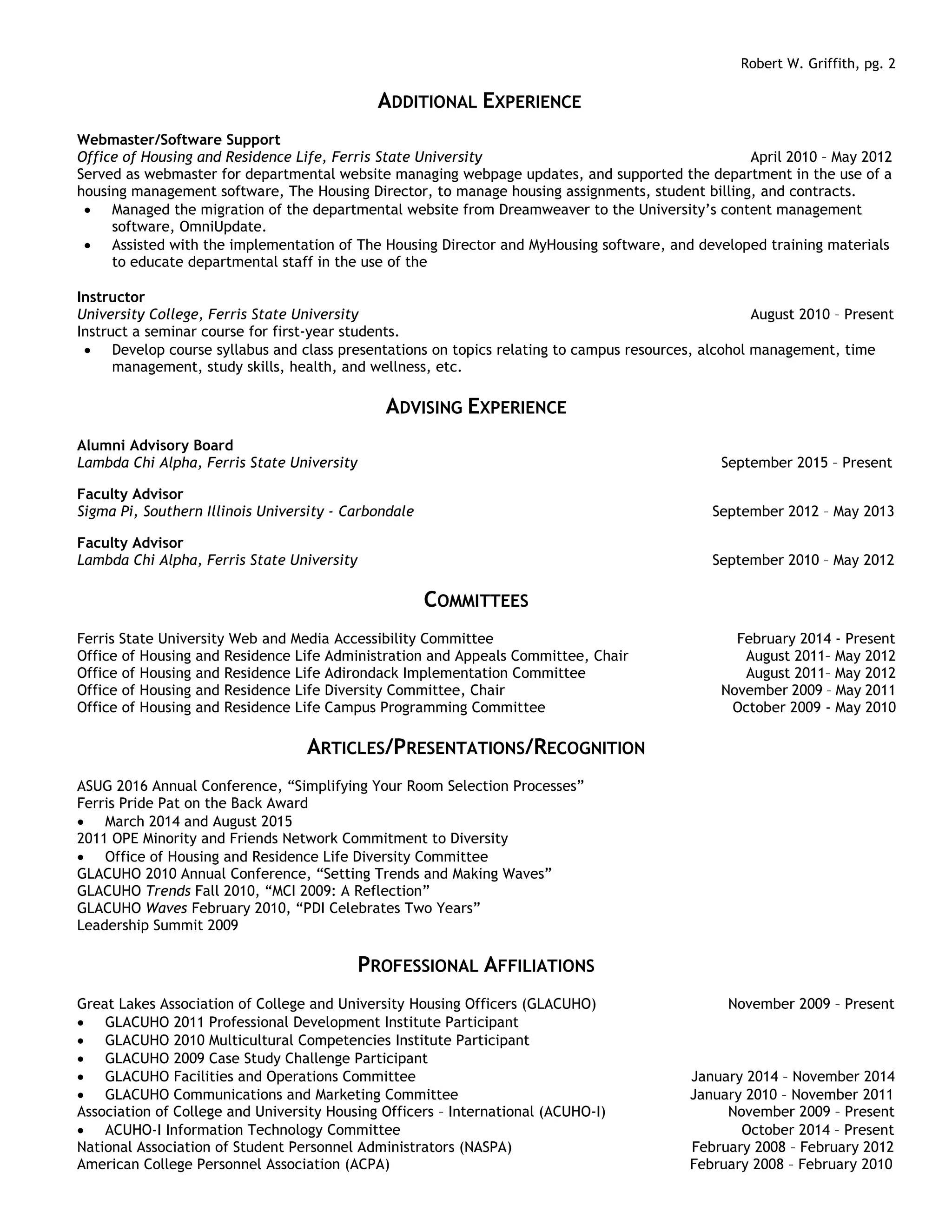 Griffith Skills Resume | PDF