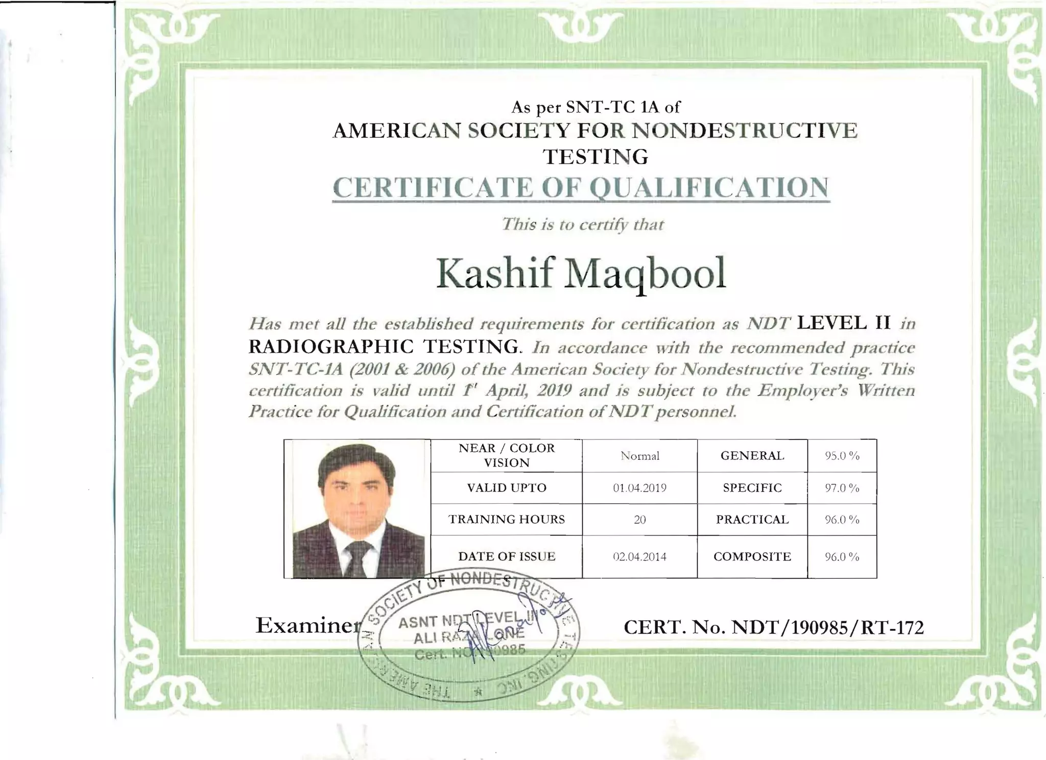 RT LEVEL II CERTIFICATE | PDF