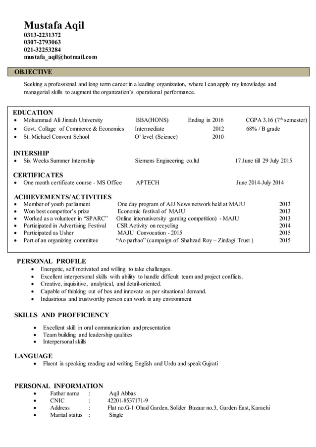 Mustafa-Aqil C.V | PDF