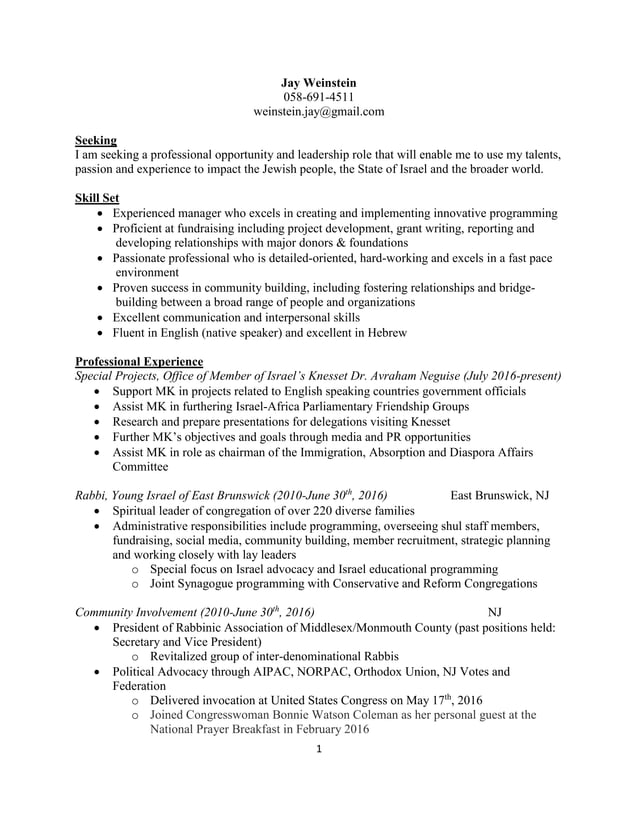 Jay Weinstein CV | PDF
