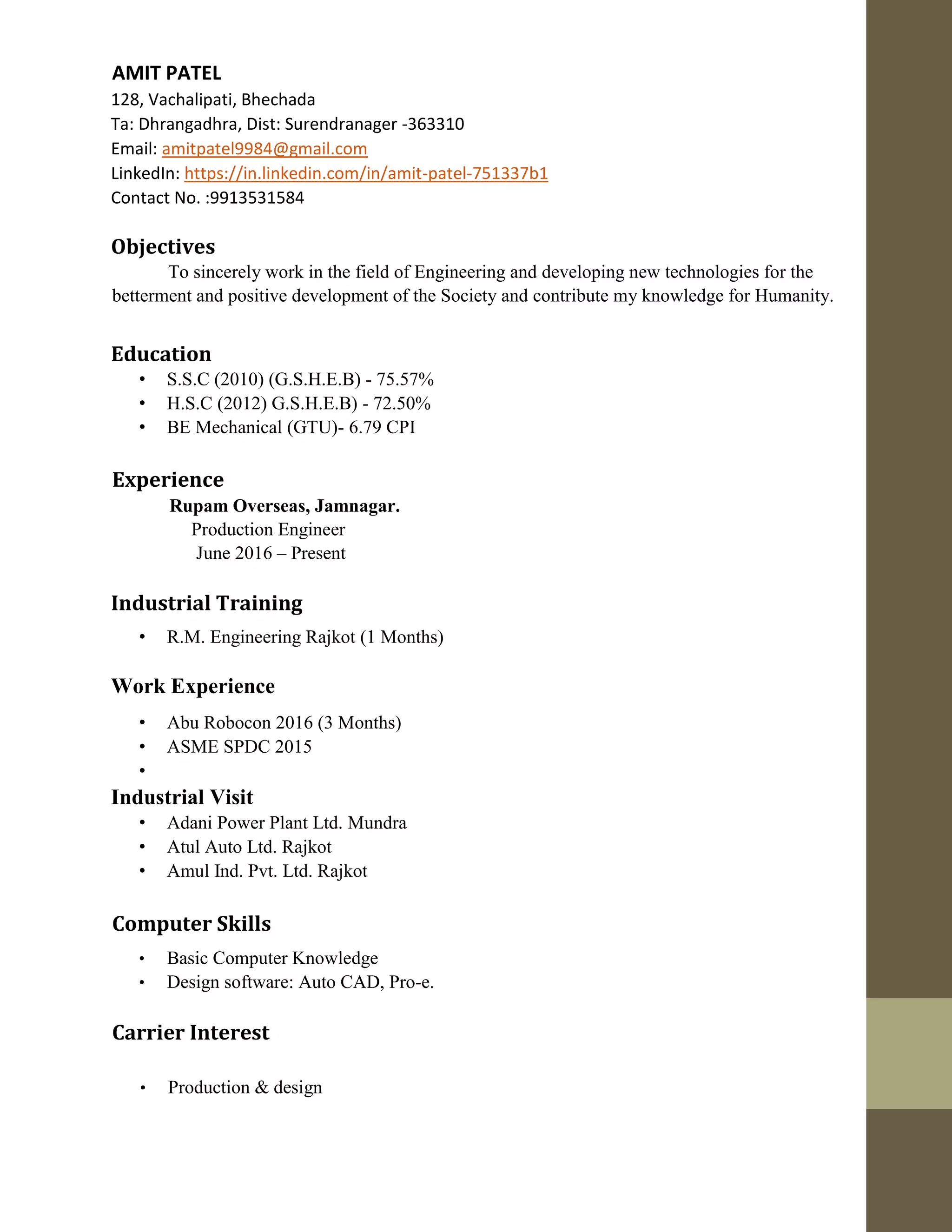 Amit patel( resume ) | PDF