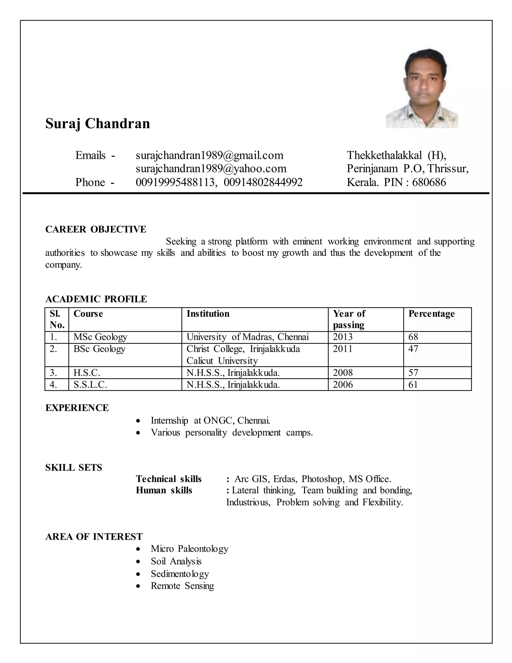 Suraj Chandran CV | DOCX
