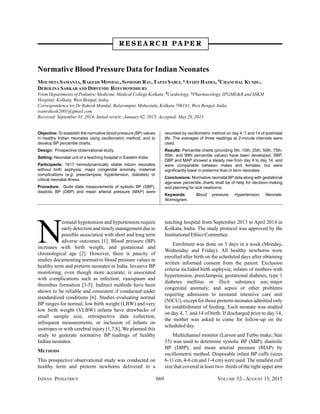 Normative Blood Pressure Data for Indian Neonates | PDF