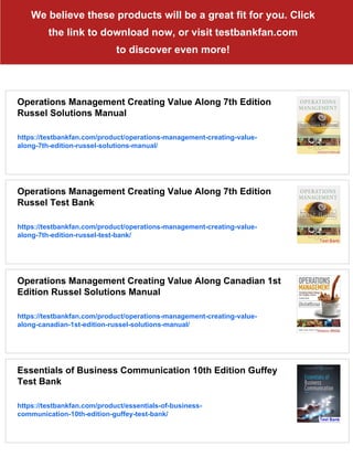 Operations Management Creating Value Along the Supply Chain 7th Edition Russell Solutions Manual ...