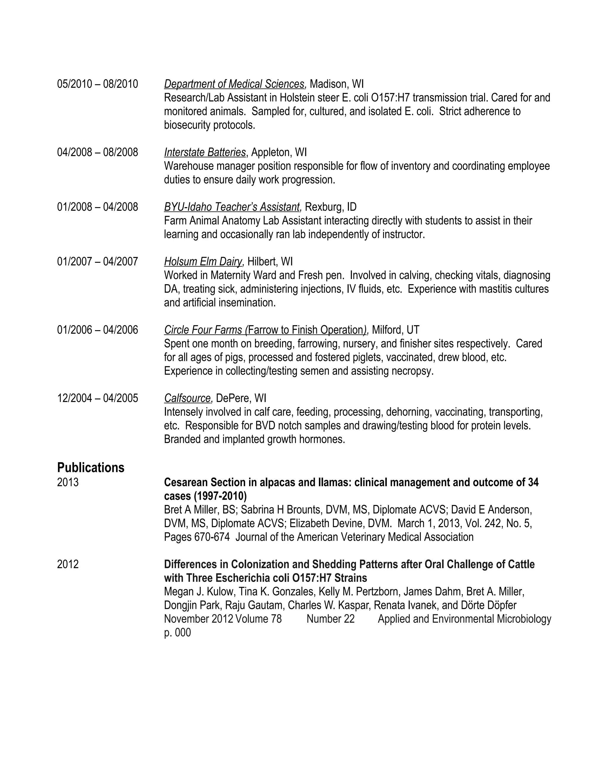 Resume-Bret_Miller 2016 | DOC