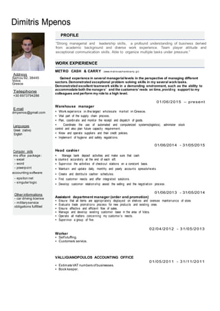 CV Dimitris Mpenos | PDF