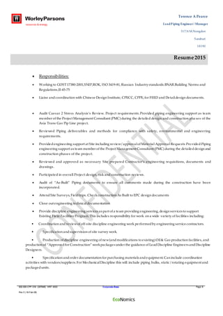 T Pearce CV PIPNG MANAGER ENGINEER 2015 | DOCX | Civil Engineering ...