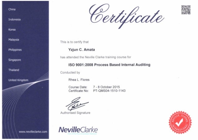 Internal Audit certificate