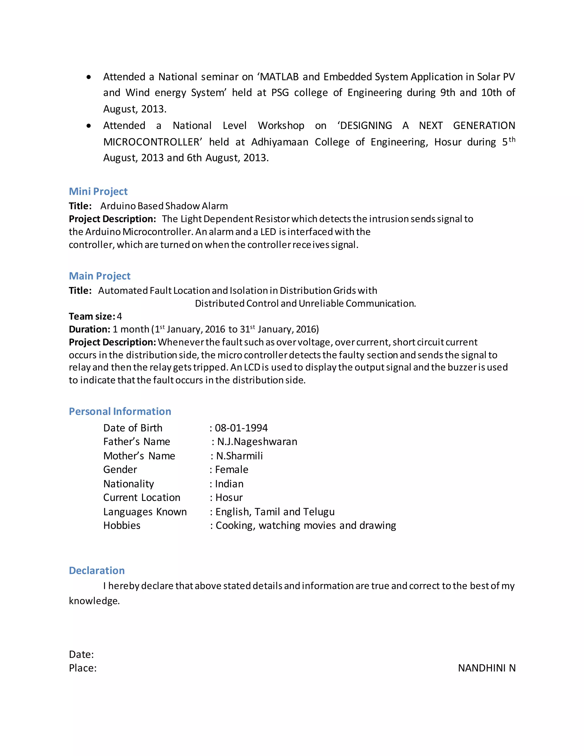 Nandhini Resume | DOCX